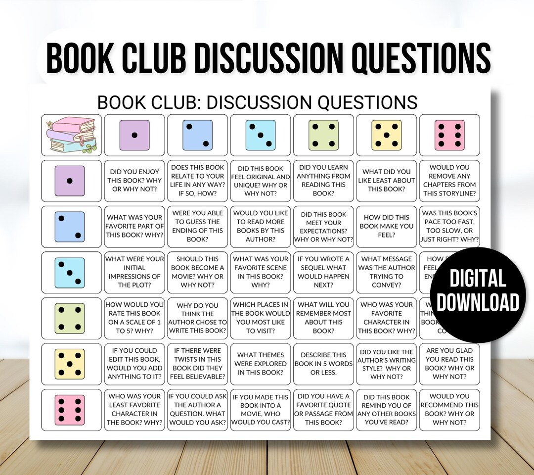Book Club Discussion Questions Game, Book Club Game, Book Club ...