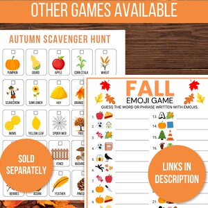 Fall Bingo, 30 Fall Bingo Cards, Fall Picture Bingo, Autumn Bingo ...