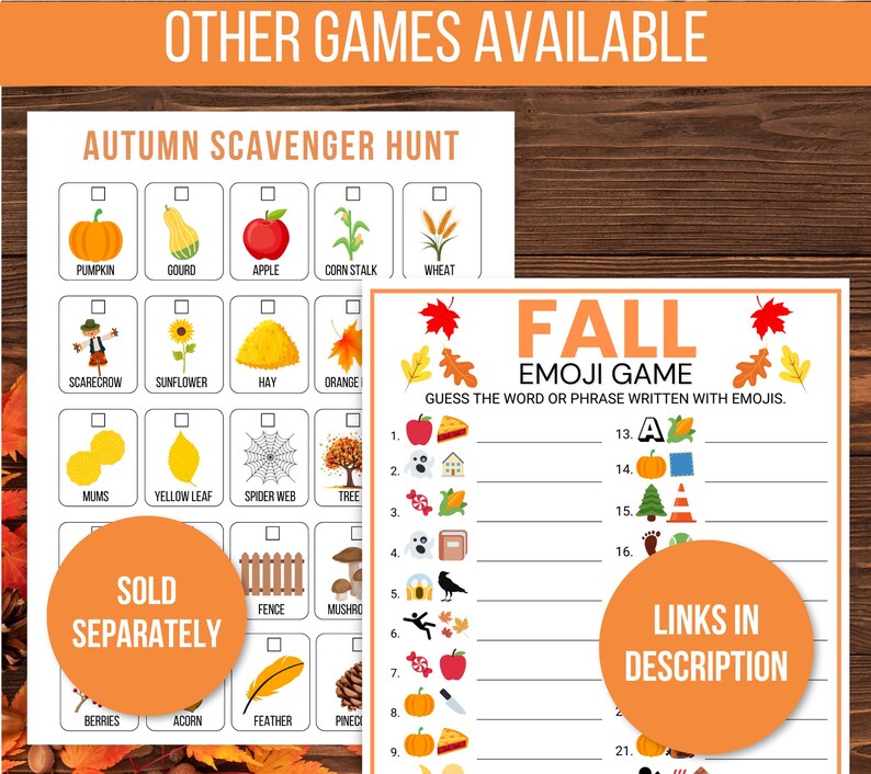 Fall Bingo, 30 Fall Bingo Cards, Fall Picture Bingo, Autumn Bingo ...