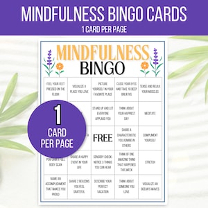 Mindfulness Bingo, 30 Mindfulness Bingo Cards, Gratitude Bingo ...