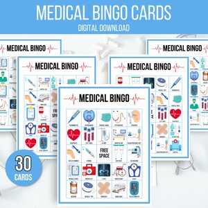 Medical Bingo, 30 Printable Medical Bingo Cards, Doctor Bingo, Nurse ...