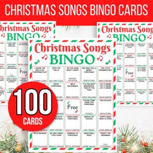 Christmas Songs Bingo, 100 Printable Christmas Songs Bingo Cards ...