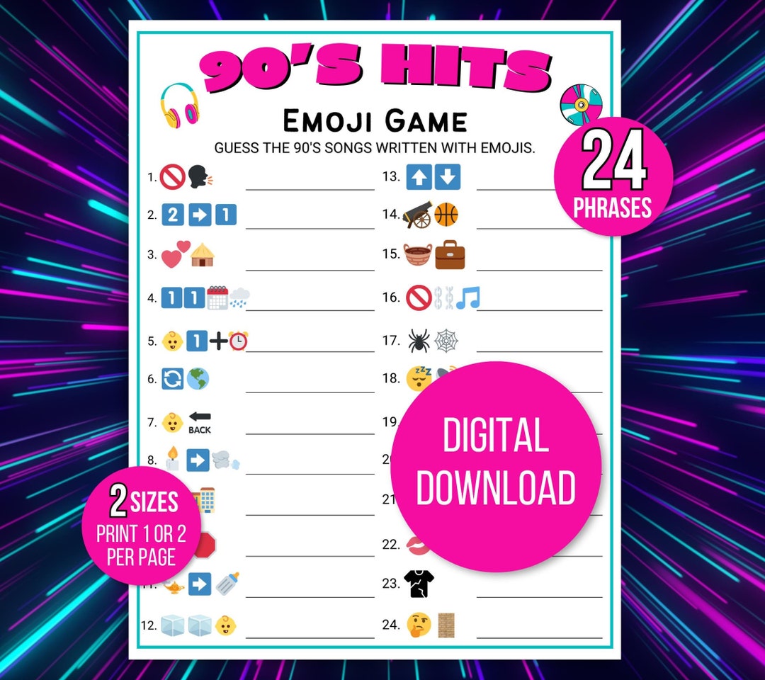 90s Emoji Game, Emoji 90s Game, 90s Music Game, 90s Pop Culture Quiz ...