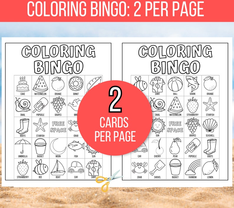 Coloring Bingo, 40 Coloring Bingo Cards, Coloring Bingo Game, Coloring ...
