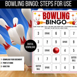 Bowling Bingo, 50 Bowling Bingo Cards, Bowling Game, Bowling Activity ...