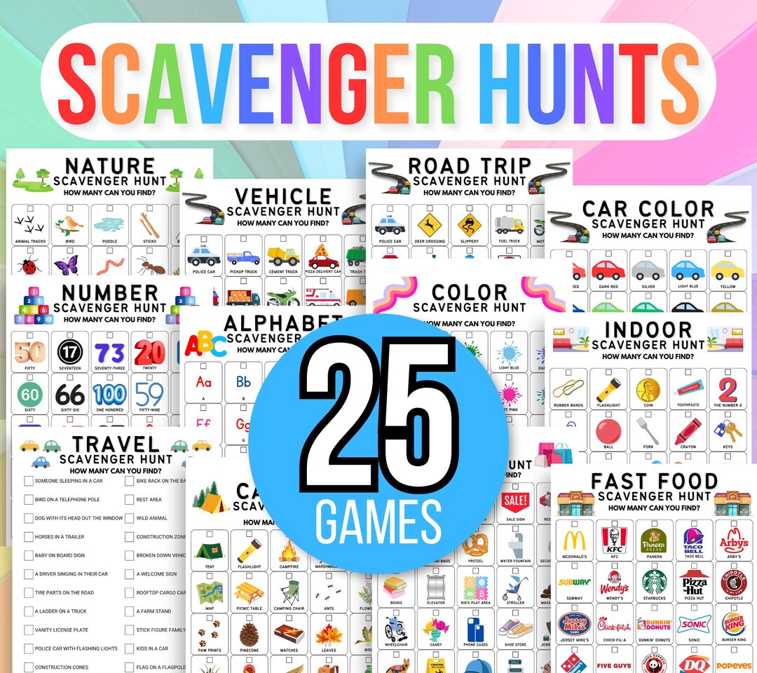 Scavenger Hunt Set for Kids, Indoor Scavenger Hunt for Kids, Outdoor ...