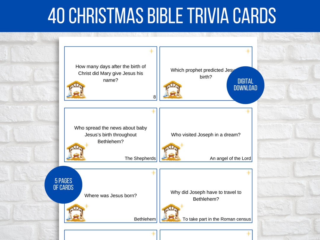 Christmas Bible Trivia Cards, Christmas Bible Trivia, Fun Nativity Game ...