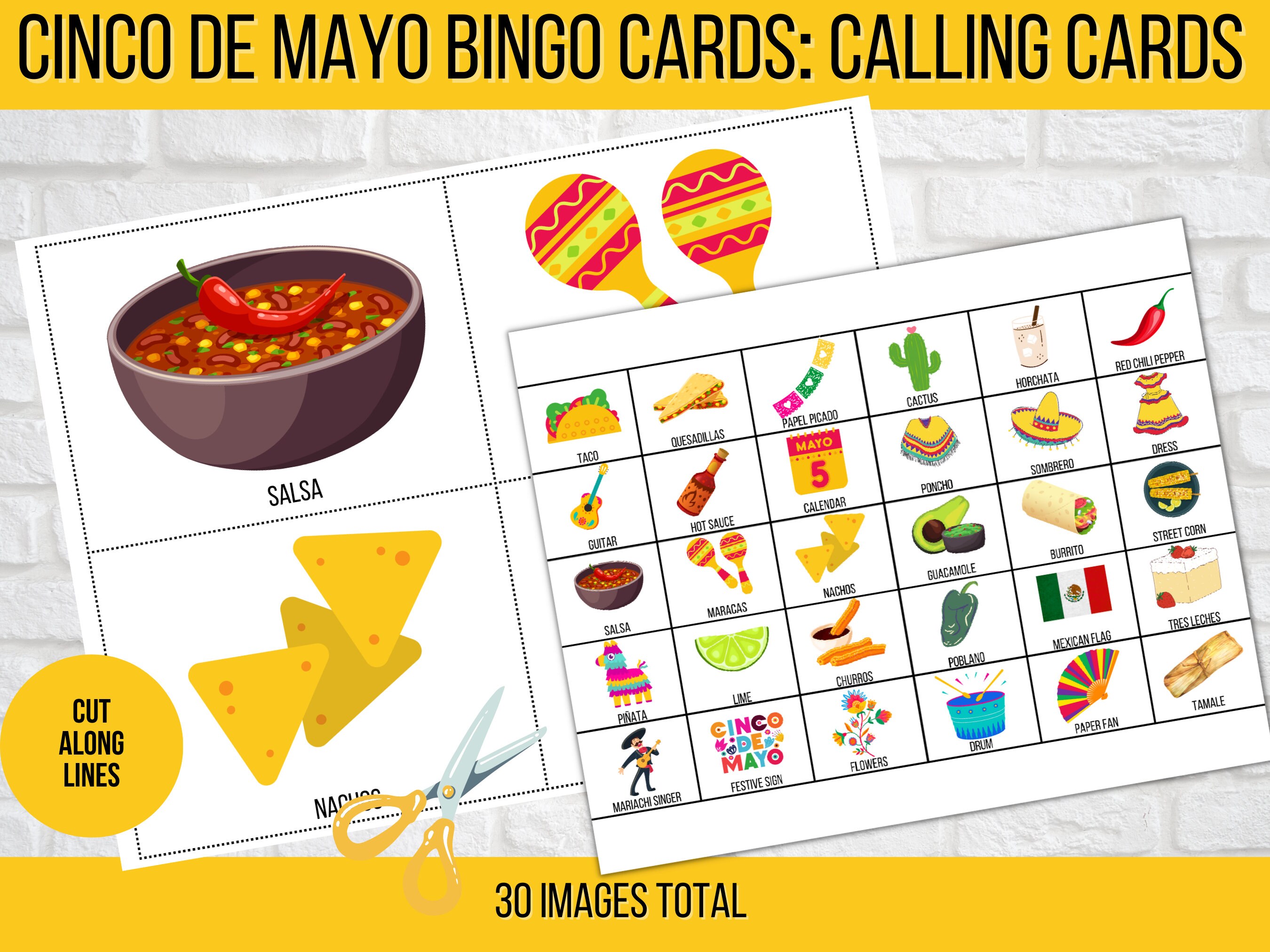 Cinco De Mayo Bingo 30 Printable Cinco De Mayo Bingo Cards - Etsy