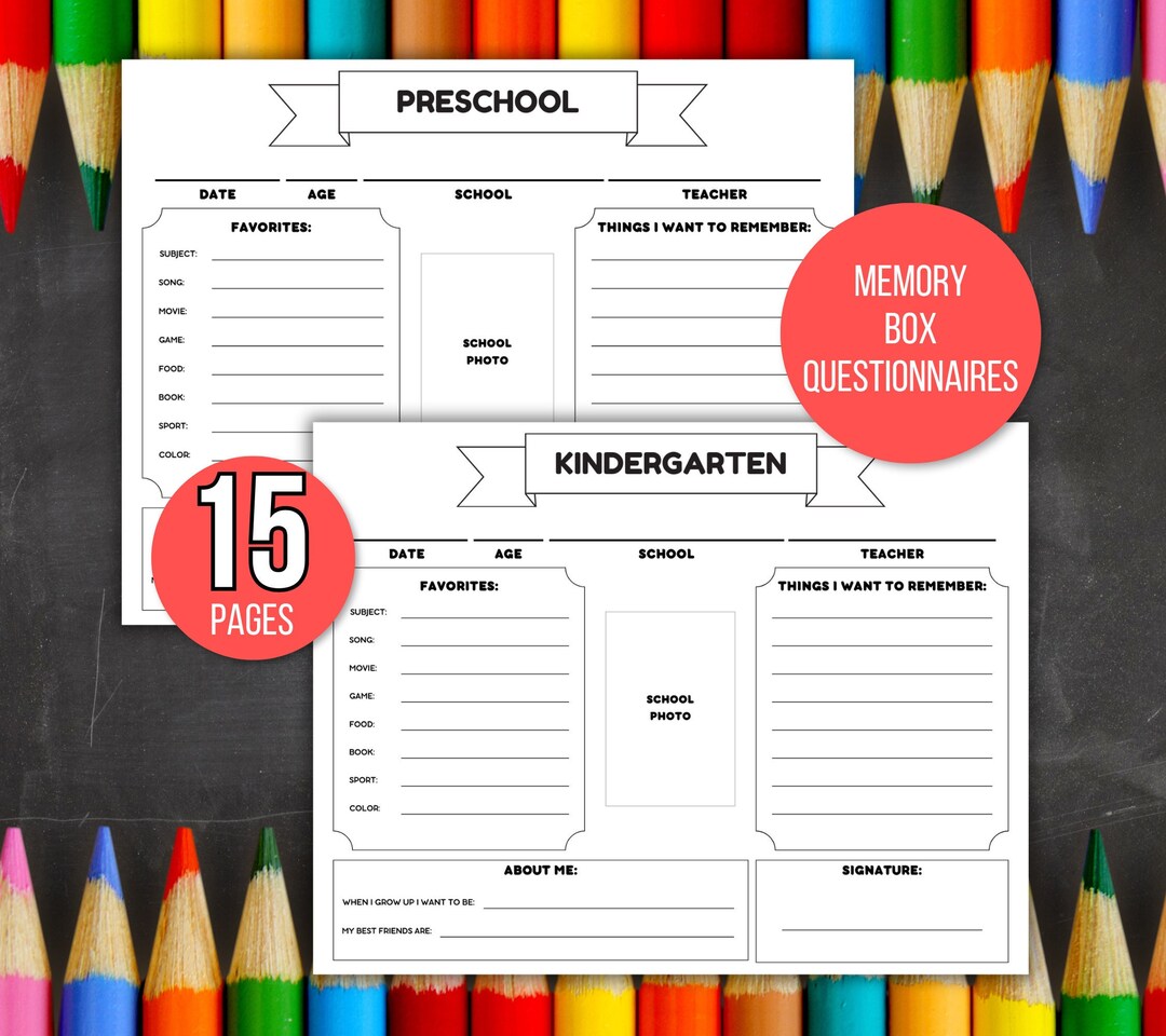 Memory Box Questionnaire, Kids Keepsake Journal, School Memory Book ...