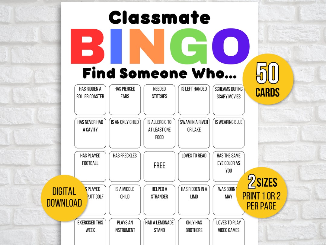 Classmate Bingo, Get to Know You Bingo, Find Someone Who Bingo, Find ...