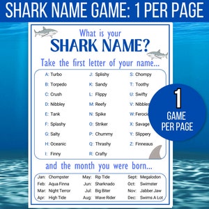 What's Your Shark Name, Shark Name Game, Shark Games, Shark Family Game ...
