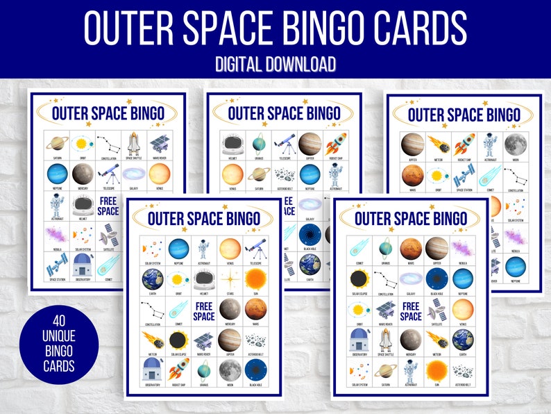Outer Space Bingo Solar System Bingo Astronomy Bingo 40 - Etsy