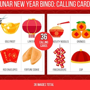Lunar New Year Bingo, 30 Lunar New Year Bingo Cards, Lunar New Year ...