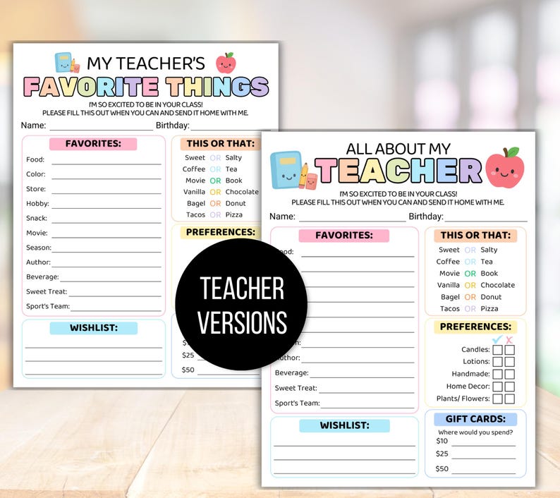 Favorite Things Survey, Favorite Things Form, My Favorite Things Survey ...