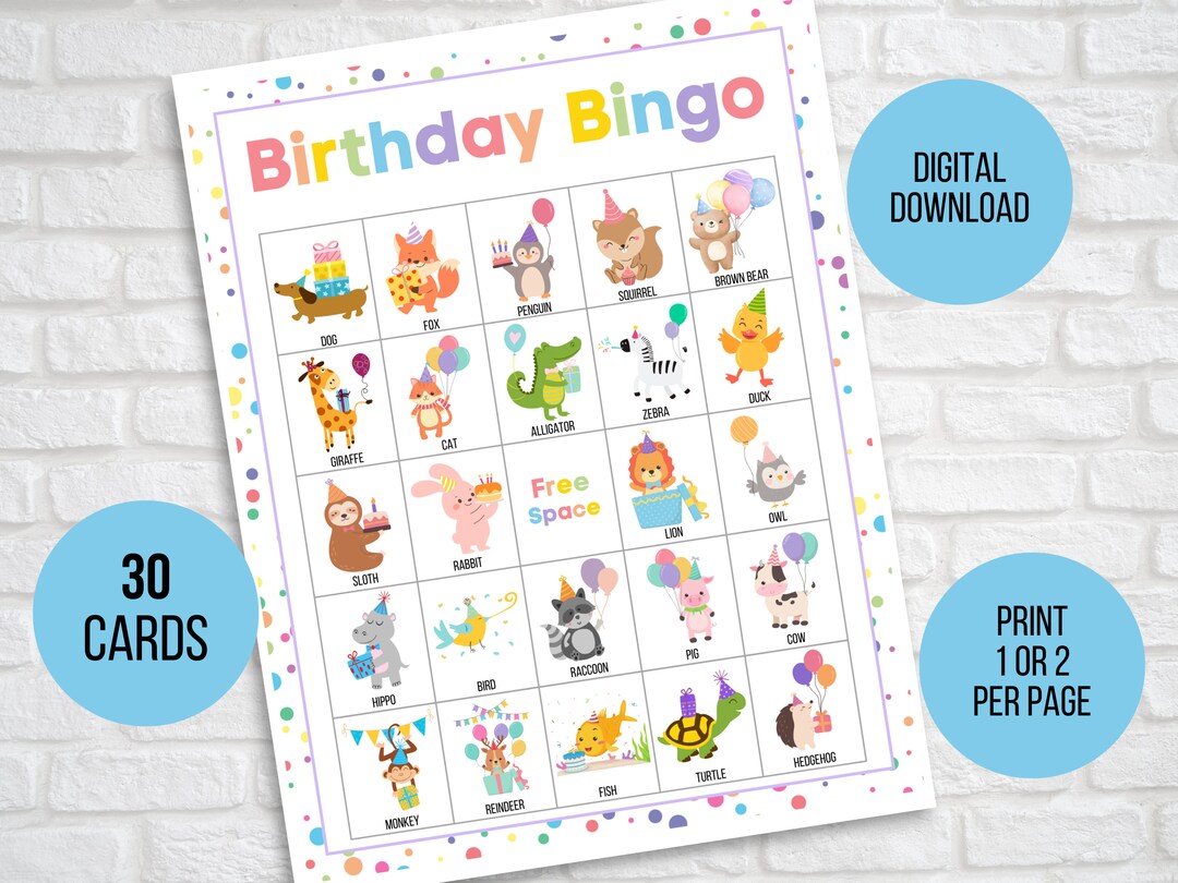 Birthday Bingo Birthday Party Game Happy Birthday Bingo - Etsy