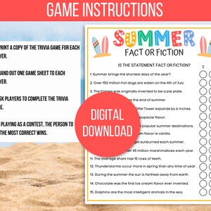 Summer Trivia Game, Summer Trivia Quiz, Summer Fact or Fiction Game ...