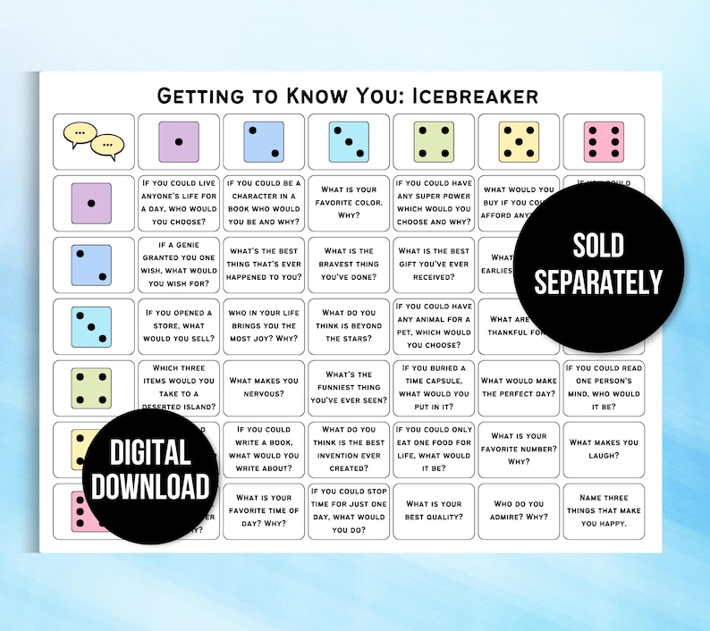 Icebreaker Games, Ice Breaker Games, Team Building Game, Roll and Tell ...