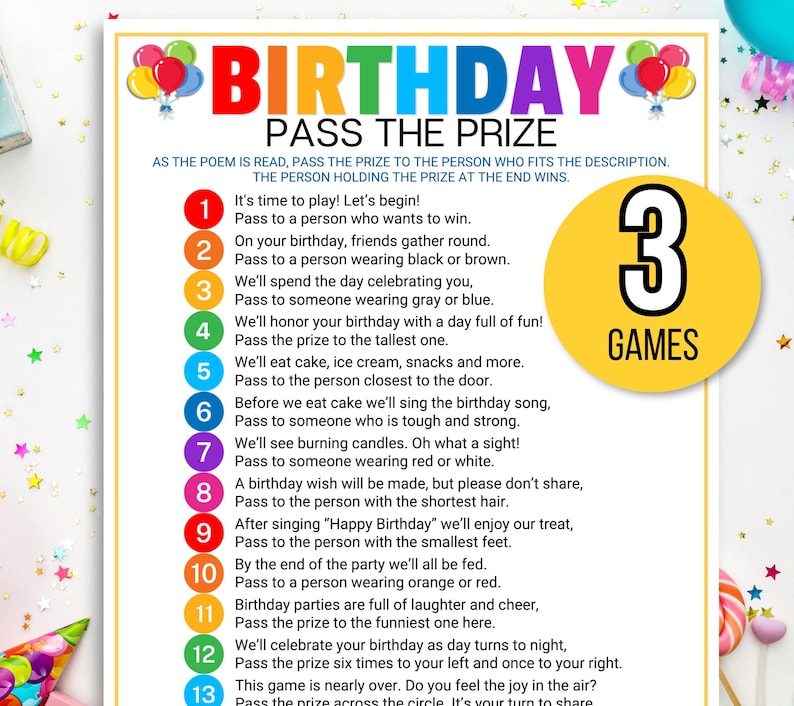 Birthday Pass the Prize Games, Pass the Prize Birthday Games, Birthday ...