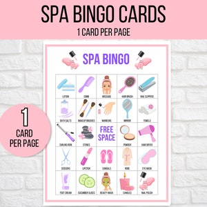 Spa Bingo, 40 Spa Bingo Cards, Spa Birthday Party Game, Girls Party ...