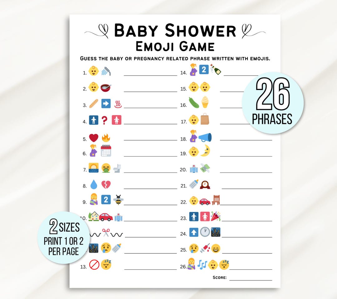 Baby Shower Emoji Game, Emoji Baby Shower Game, Baby Emoji Game, Baby ...