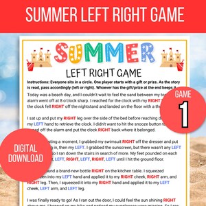 Summer Left Right Game, Summer Left Right Poem, Summer Pass the Prize ...