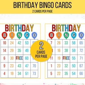 Birthday Bingo, 100 Birthday Party Bingo Cards, Birthday Game, Happy Birthday Bingo Board Game ...