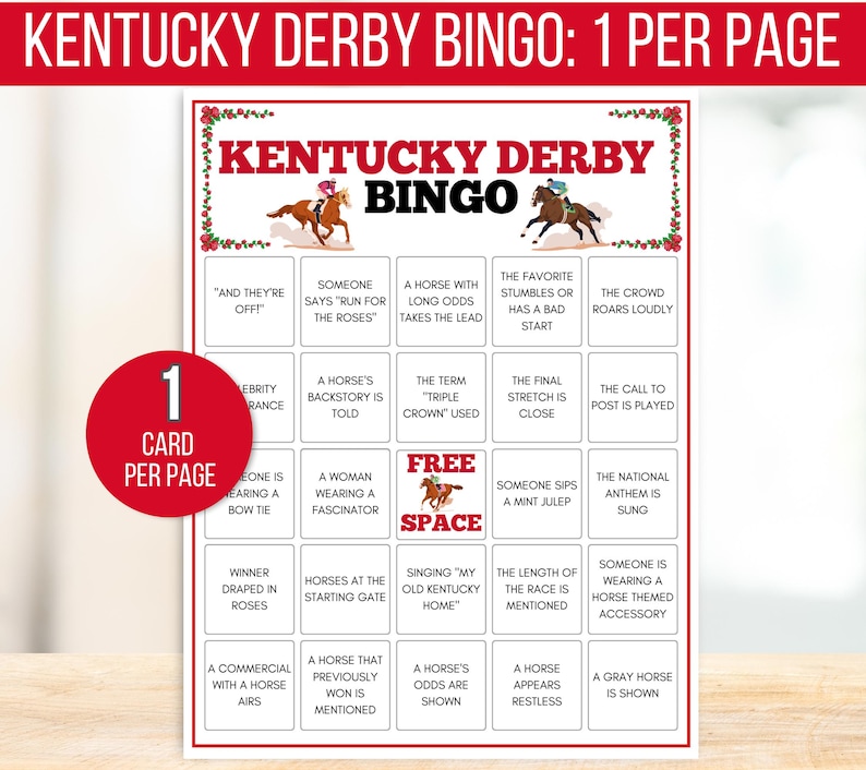Kentucky Derby Watch Party Bingo, Kentucky Derby Bingo Cards, Kentucky ...