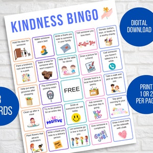 Kindness Bingo, 3 Kindness Bingo Cards, Acts of Kindness Bingo, Kid's ...