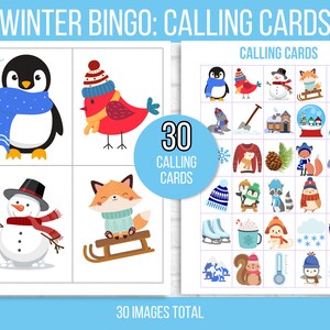 Winter Bingo, 30 Printable Winter Bingo Cards, Winter Activity for Kids ...