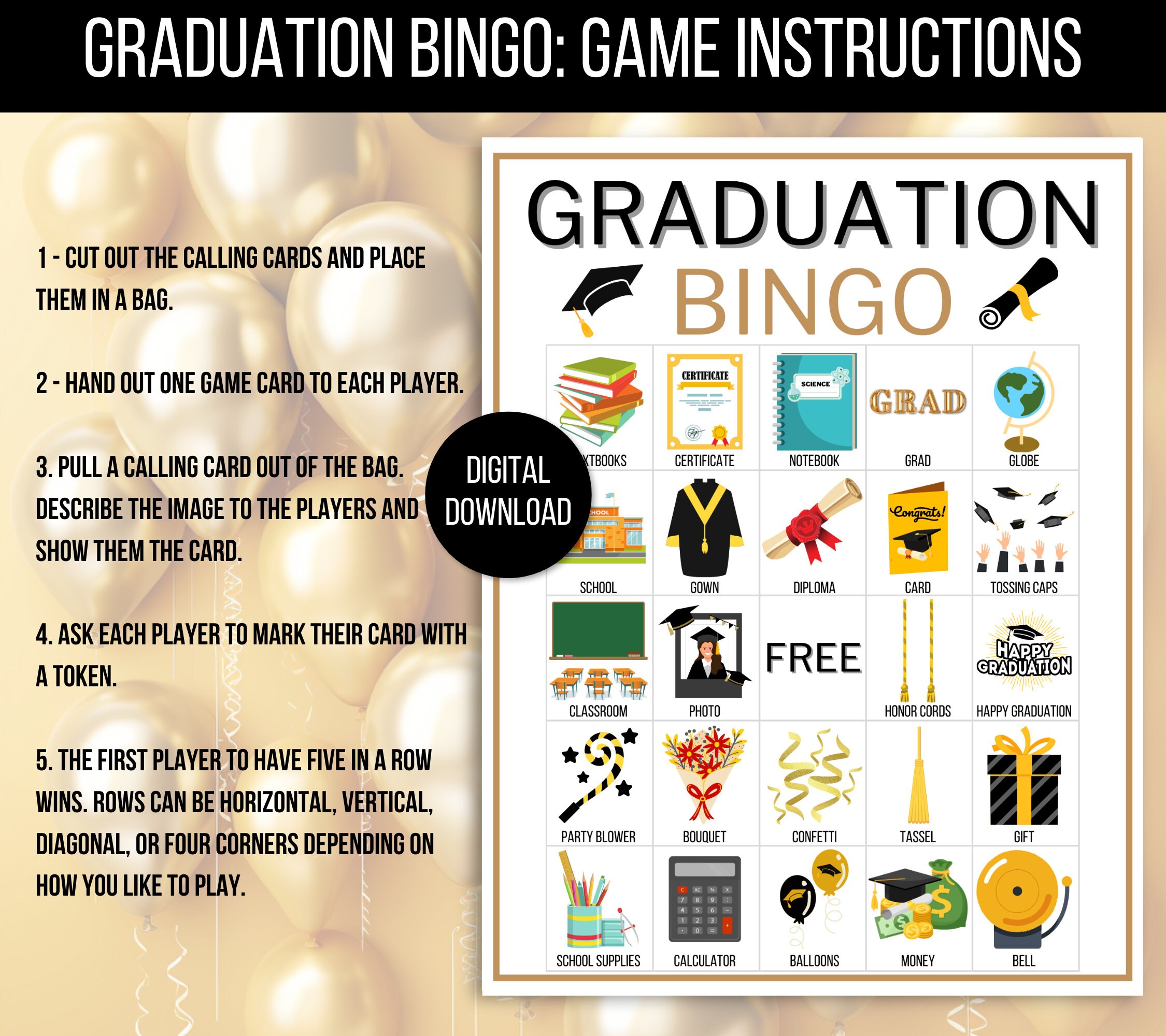 Graduation Bingo, 30 Graduation Bingo Cards, Graduation Activity for ...
