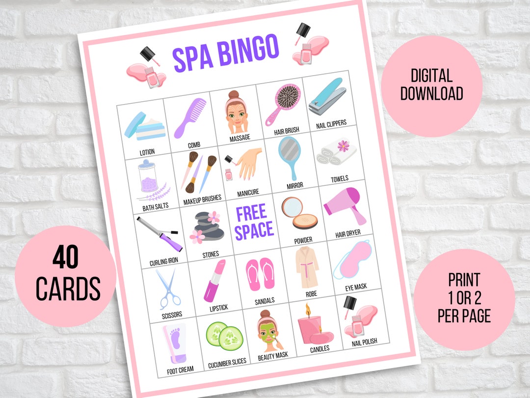 Spa Bingo Printable Game Spa Birthday Party Game Girls Party - Etsy ...