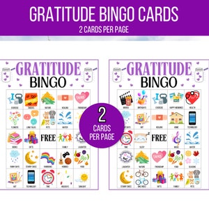 Gratitude Bingo, 30 Gratitude Bingo Cards, Mindfulness Bingo, Gratitude ...