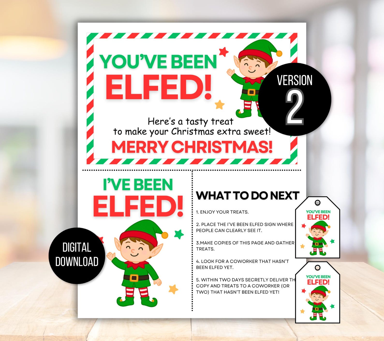 You've Been Elfed Printable Christmas Kit, I've Been Elfed Coworker ...