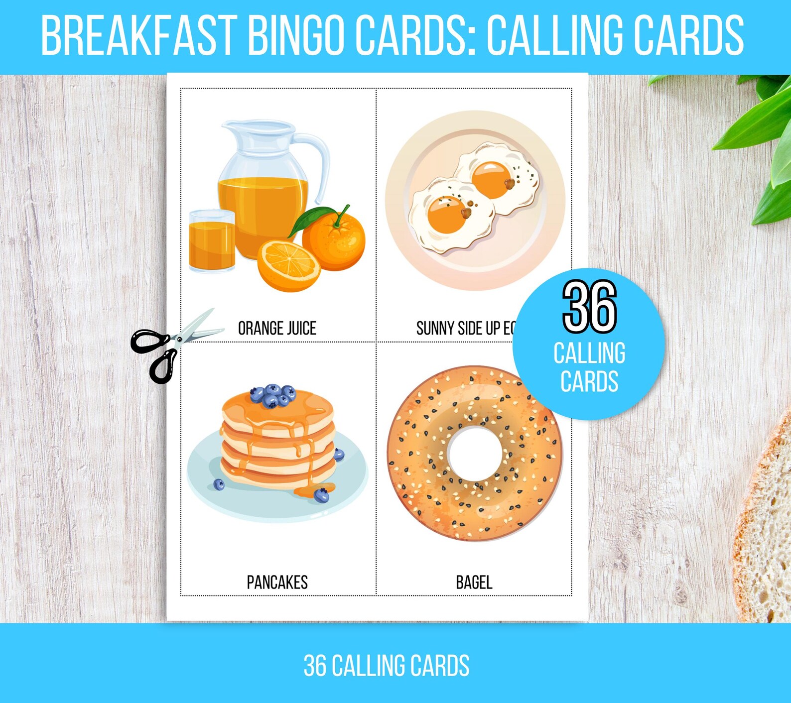 Breakfast Bingo, 60 Printable Breakfast Bingo Cards, Breakfast Bingo ...