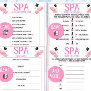 Spa Party Games Printable, Spa Party Activities, Girls Spa Party Games ...