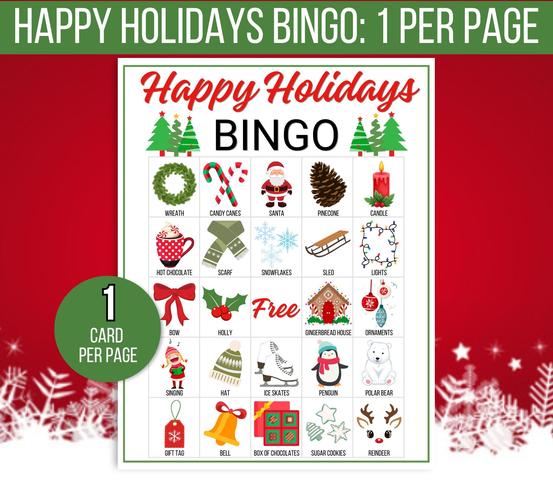Holiday Bingo, 50 Holiday Bingo Cards, Holiday Activity, Kids Holiday ...