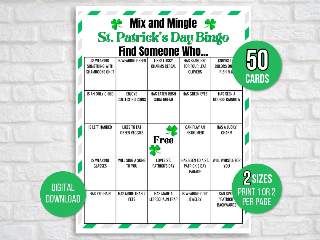 St. Patrick's Day Bingo, St. Patricks Day Get to Know You Bingo, Find ...