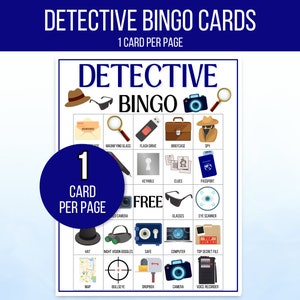 Detective Bingo, 30 Detective Bingo Cards, Spy Bingo, Secret Agent ...