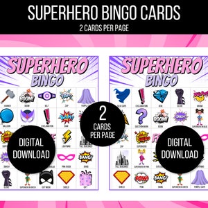 Superhero Bingo, 30 Superhero Bingo Cards, Girl Superhero Game, Girl ...