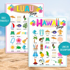 Aloha Bingo, Luau Bingo, Hawaiian Bingo, 30 Printable Luau Bingo Cards ...