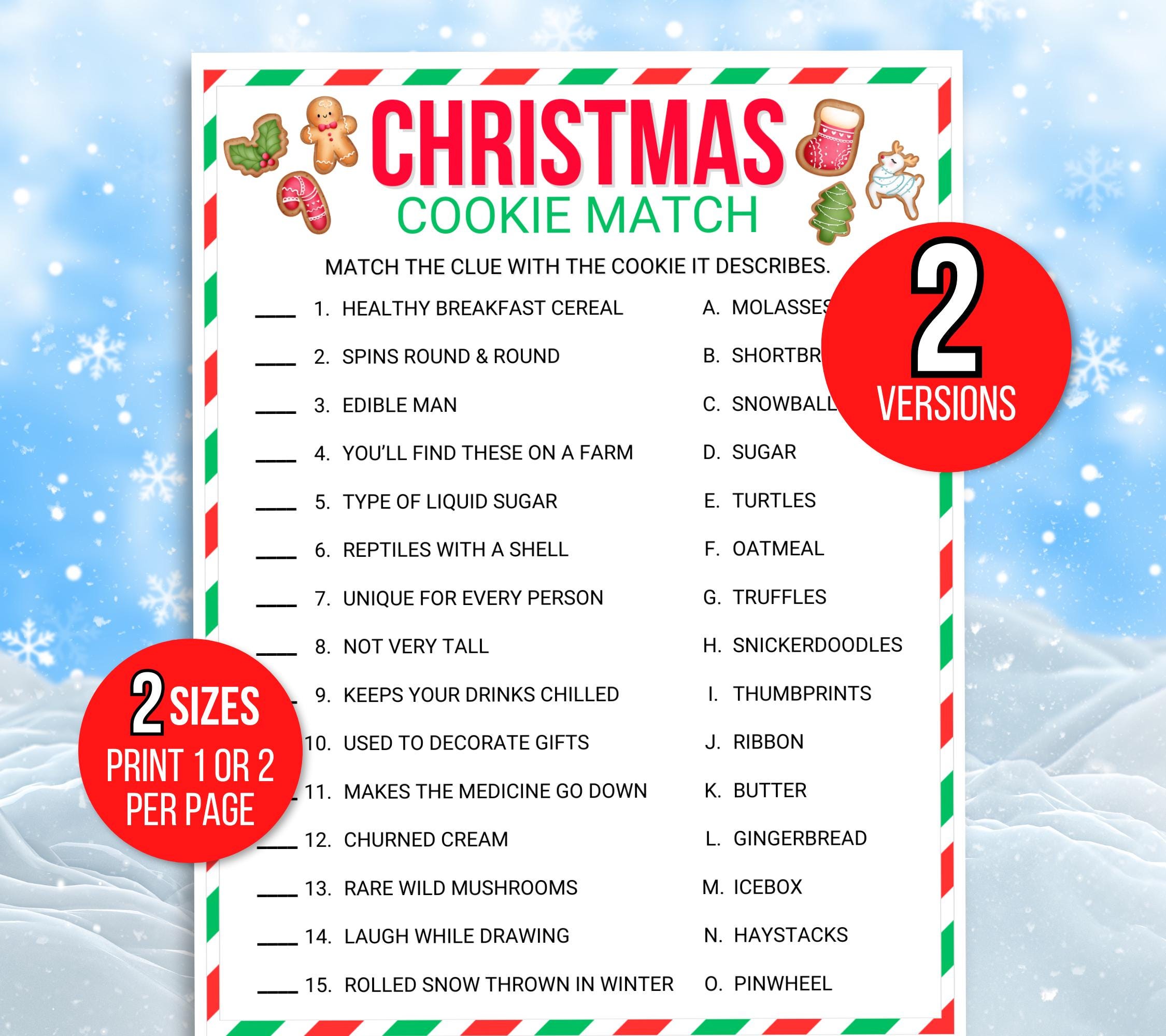 Christmas Cookie Match Game, Christmas Games, Printable Christmas Games ...