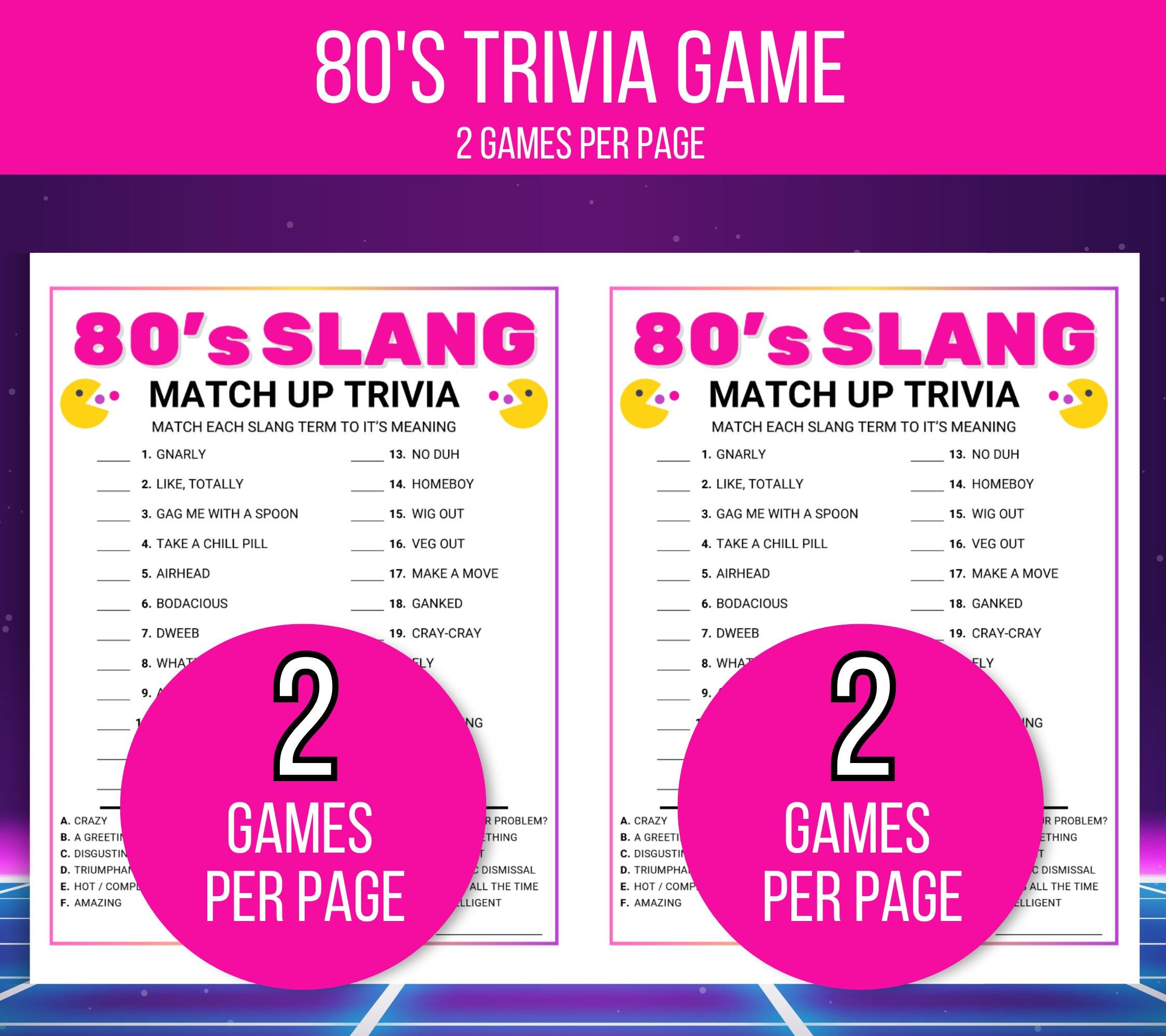 80s Trivia Game, 80s Game, 80s Slang Game, 80s Pop Culture Quiz, Fun ...