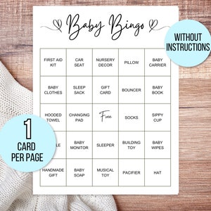 100 Baby Shower Bingo Cards, Unique Prefilled Baby Bingo Game Cards ...