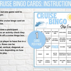 Cruise Bingo, 50 Printable Cruise Bingo Cards, Cruise Ship Activities ...