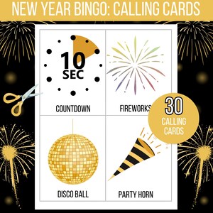 New Year's Bingo, 30 Happy New Year's Eve Bingo Cards, New Year's ...