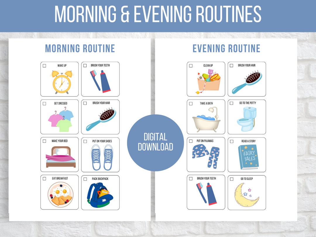 Kids Morning and Evening Routine Charts, Morning Routine for Kids ...