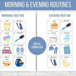 Kids Morning and Evening Routine Charts, Morning Routine for Kids ...