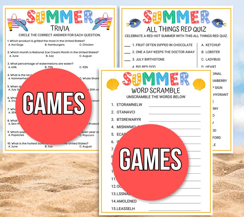 Summer Trivia Games, Summer Activities, Summer Party Games, Summer Game ...