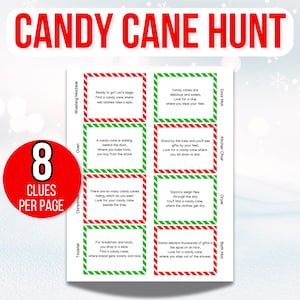 Candy Cane Treasure Hunt, Indoor Candy Cane Scavenger Hunt, 40 Treasure ...