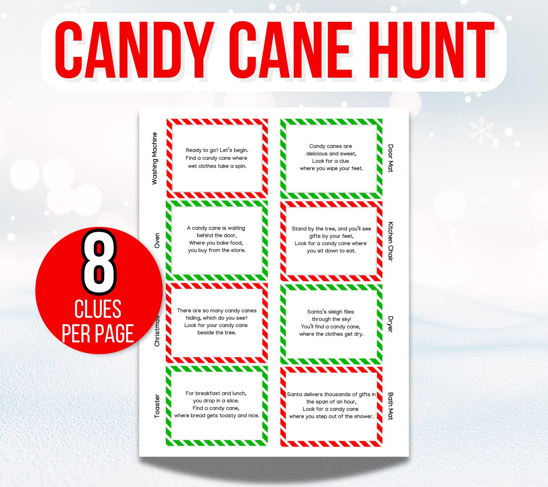Candy Cane Treasure Hunt, Indoor Candy Cane Scavenger Hunt, 40 Treasure ...
